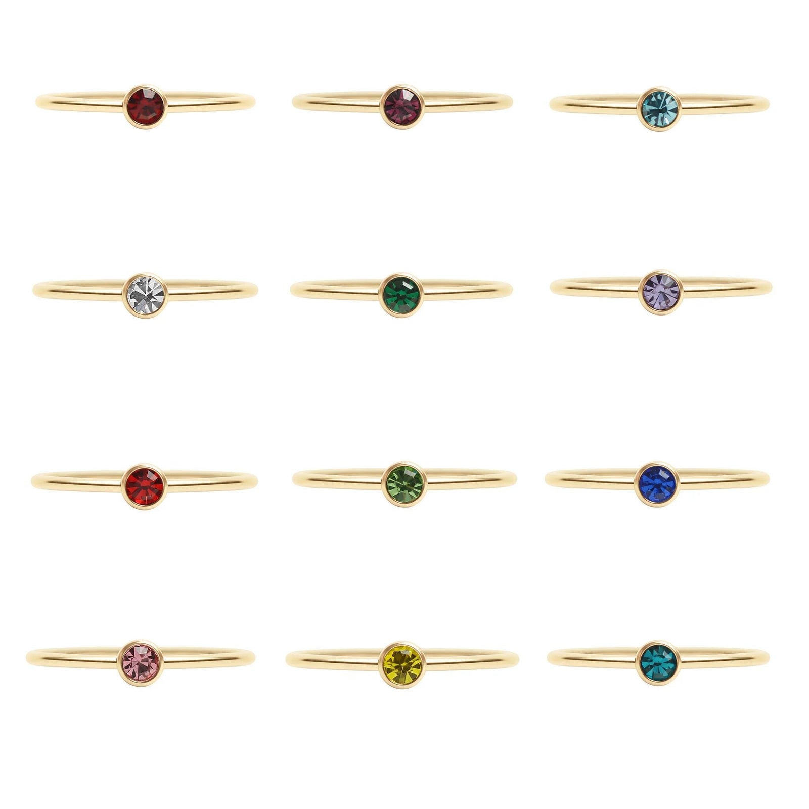 14K Gold Stacking Ring - Custom Birthstone Layered Jewelry – Sunflower ...